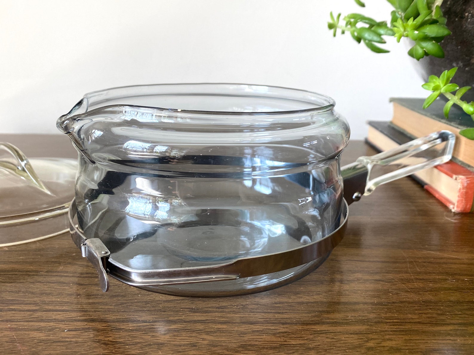 Near Mint 7322B 1qt Pyrex Flameware Glass Saucepan With Fin Lid Blue ...