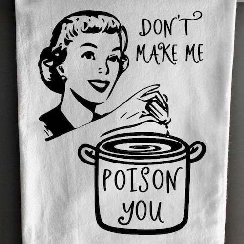 Retro Housewife Don't Make Me Poison You Kitchen Puns | Etsy