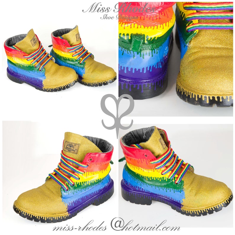 Ladies Mens Unisex Timberland Boots Rainbow Lgbt Gay Pride Rainbow ...