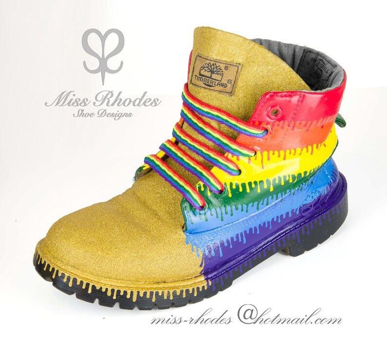 Ladies Mens Unisex Timberland Boots Rainbow Lgbt Gay Pride Rainbow ...