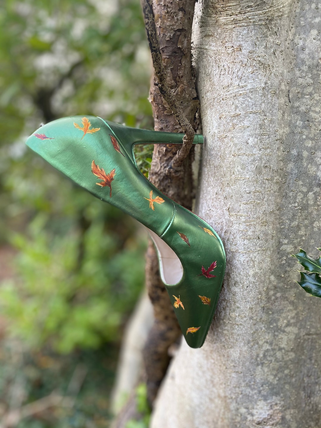 Autumn Leaves Ladies Women’s Hand Painted Bespoke Custom Shoes Heels ...