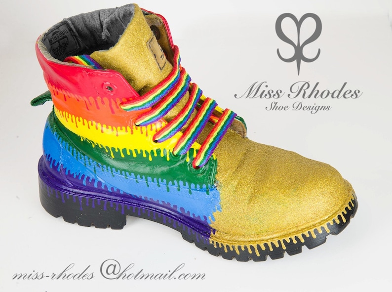 Ladies Mens Unisex Timberland Boots Rainbow Lgbt Gay Pride Rainbow ...