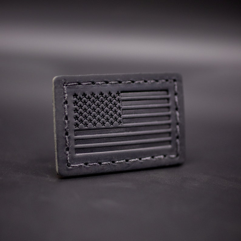 Black 2" X 3" Leather American Flag Patch - Etsy