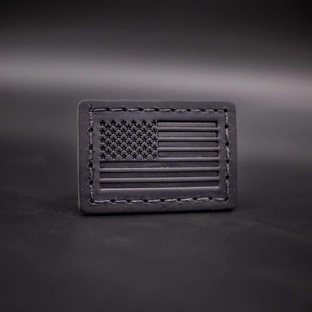 Black 2" X 3" Leather American Flag Patch - Etsy