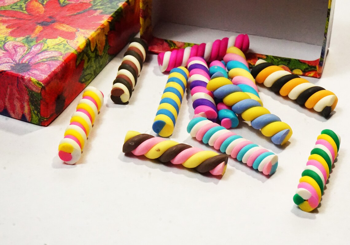 COTTON CANDY STICKS Twisted Candy Diy Cabochons Craft Charms | Etsy