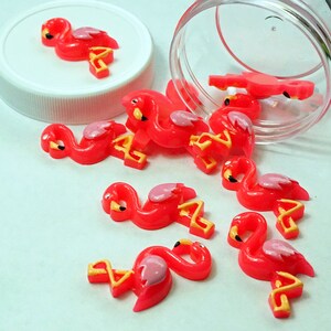 PINK FLAMINGO CABOCHONS Flatback Flamingo Charms for Craft 10 Flamingos ...