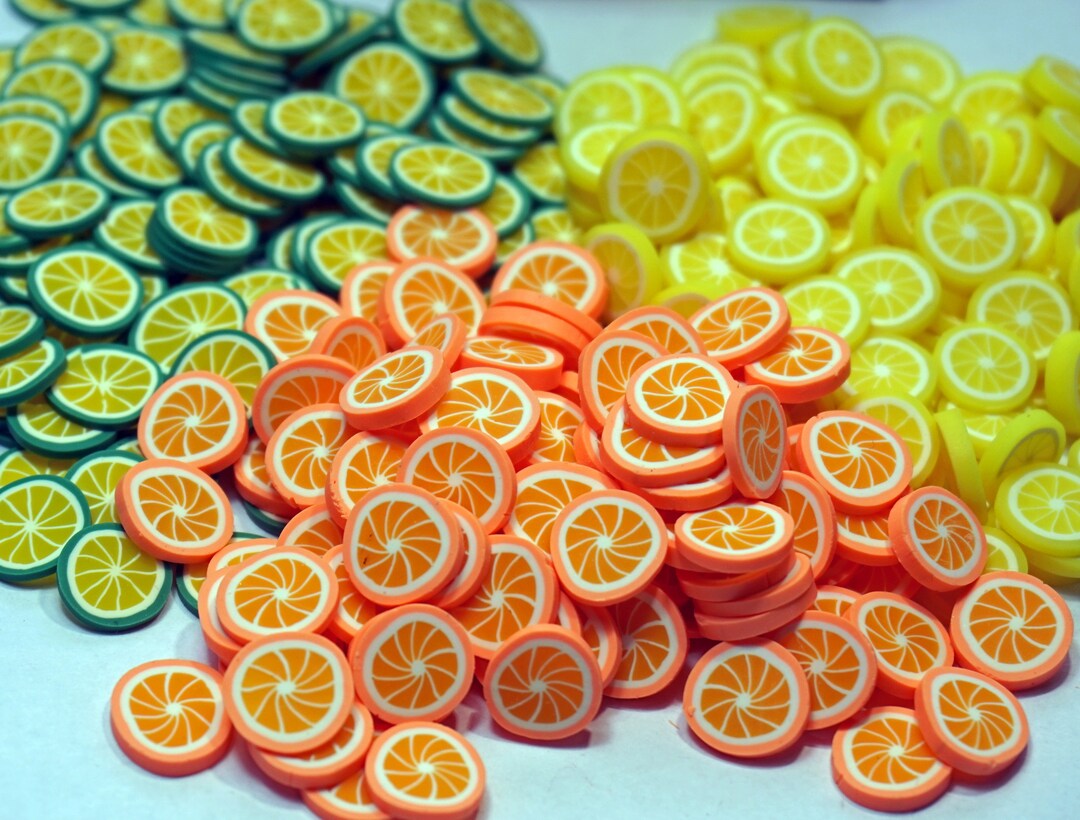 CITRUS FIMO PIECES Citrus Fruit Fimo Slices Lemon Orange Lime Polymer ...