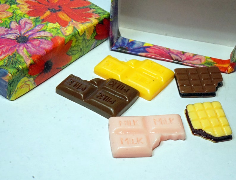 RESIN CHOCOLATE BARS In Gift Box Diy Beads Flat Back Cabochons | Etsy