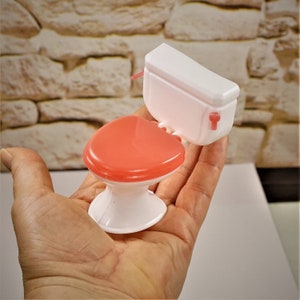 DOLLHOUSE TOILET MINIATURE Dollhouse Bathroom Accessory Mini Toilet ...