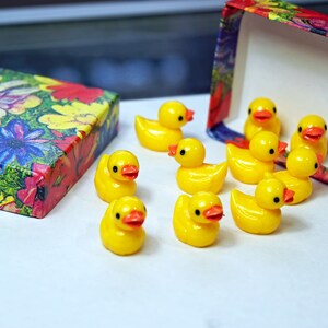 YELLOW DUCK CABOCHONS Slime Charms Mini Ducks Dollhouse Miniatures ...
