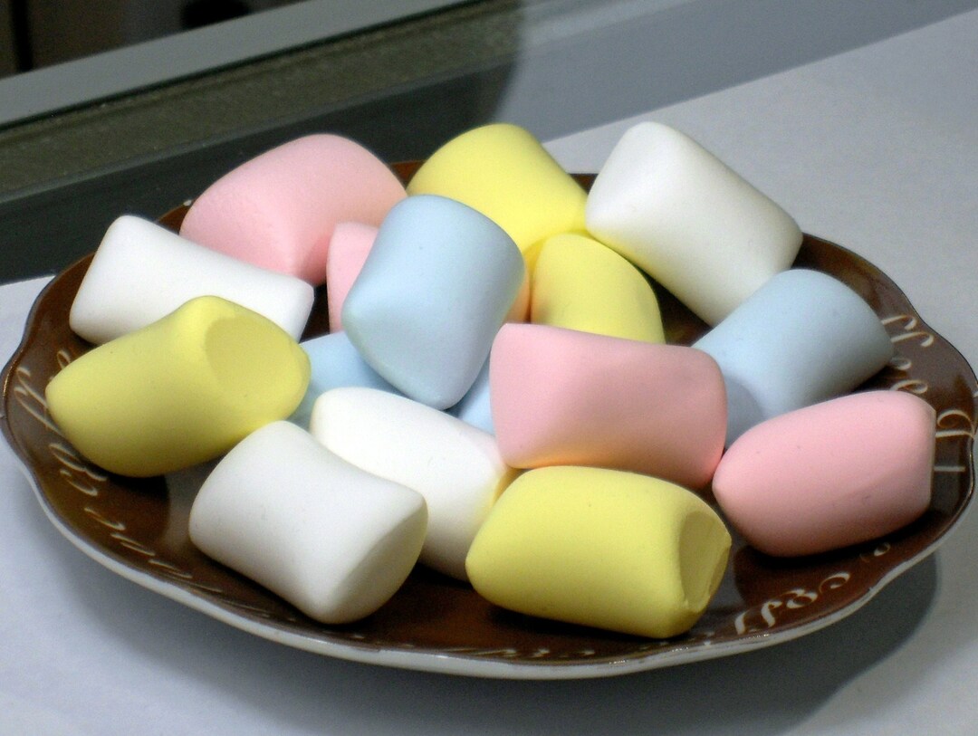 Spun SUGAR MARSHMALLOWS CANDIES in Jar, Faux Food Display, Pastel ...