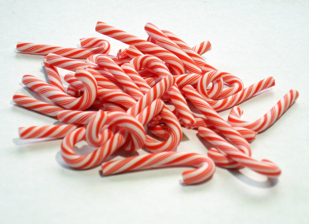RESIN CANDY CANES 10 Pcs in Gift Box Dollhouse Miniatures Fake Candy ...