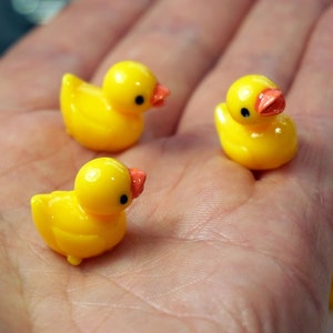 YELLOW DUCK CABOCHONS Slime Charms Mini Ducks Dollhouse Miniatures ...