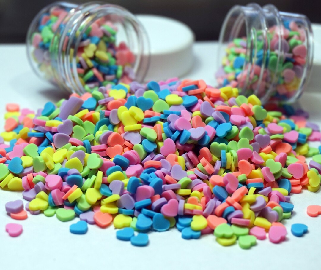 COLORFUL HEARTS SPRINKLES Slime Charms Cupcake Topping Dollhouse Food ...