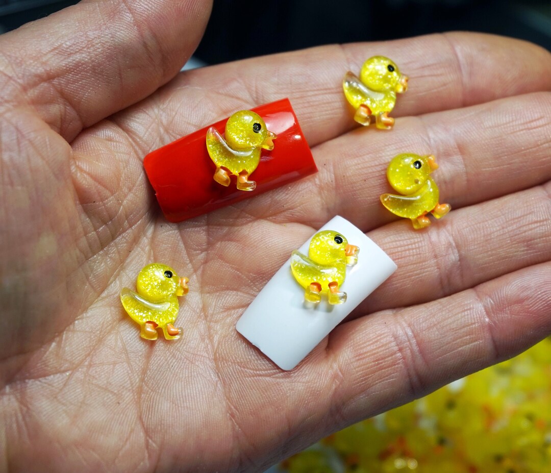 YELLOW DUCK CABOCHONS Flatback Slime Charms Mini Ducks Nail Charms ...