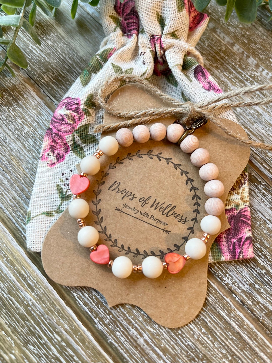 Red Heart Essential Oil Diffuser Bracelet, Rosewood Aromatherapy - Etsy