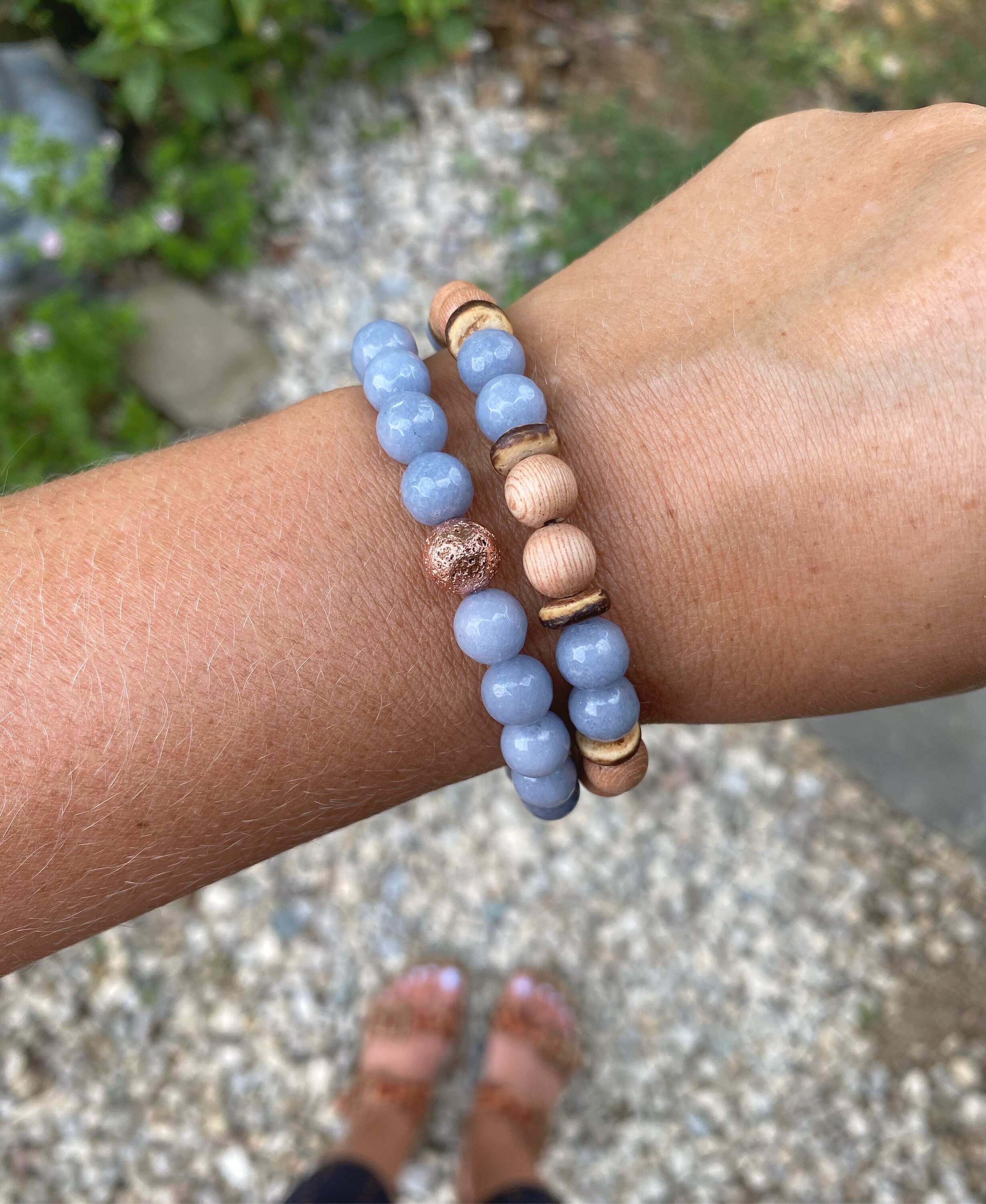 Periwinkle Jade Essential Oil Diffuser Bracelet, Rosewood Aromatherapy ...