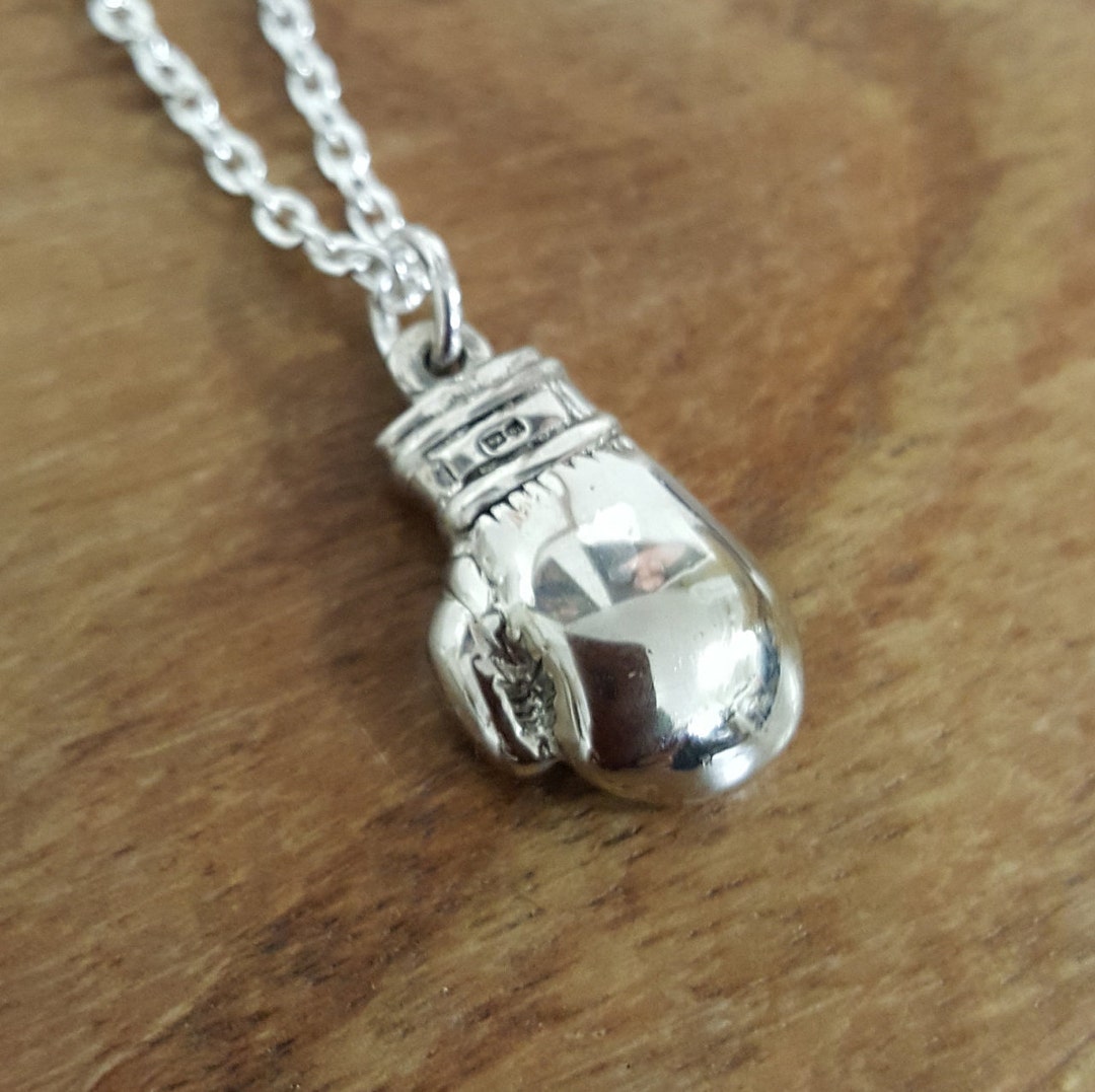 Boxing Glove Pendant / Boxing Glove Necklace / Mens Silver Pendant ...