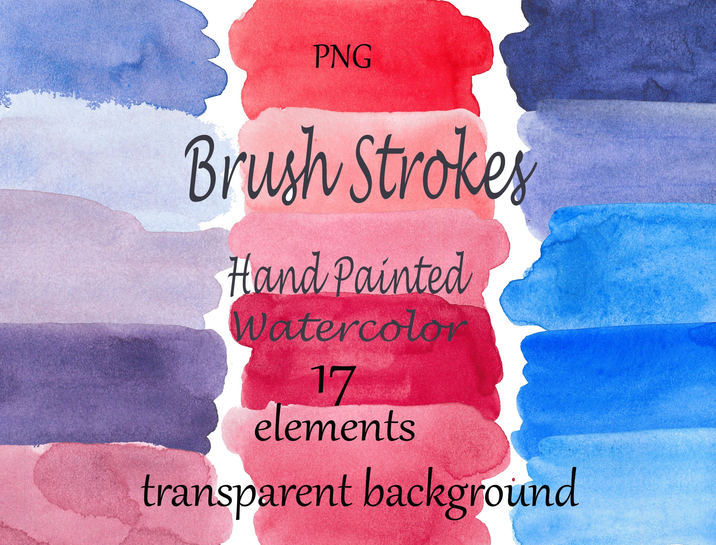 Watercolor Swashes,hand Drawn Paint Watercolor, Brush Stroke Clipart ...