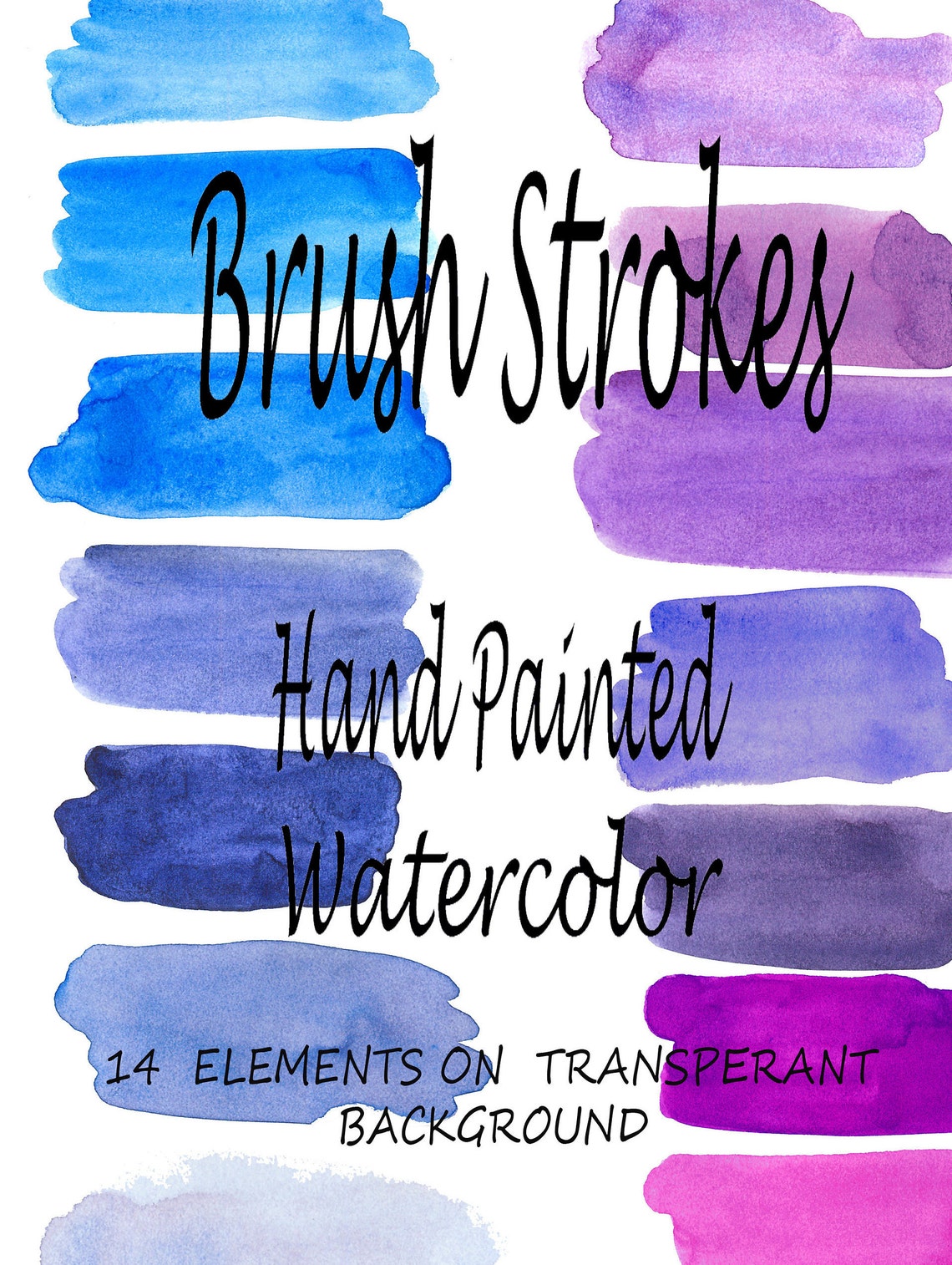 Watercolor Swashes,hand Drawn Paint Watercolor, Brush Stroke Clipart ...