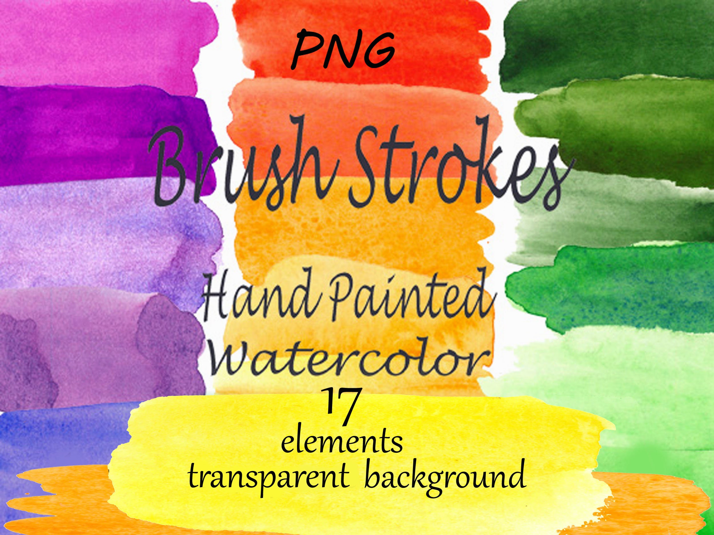 Brush Stroke Clipart, Hand Painted Clip Art,digital Clipart, PNG Files ...