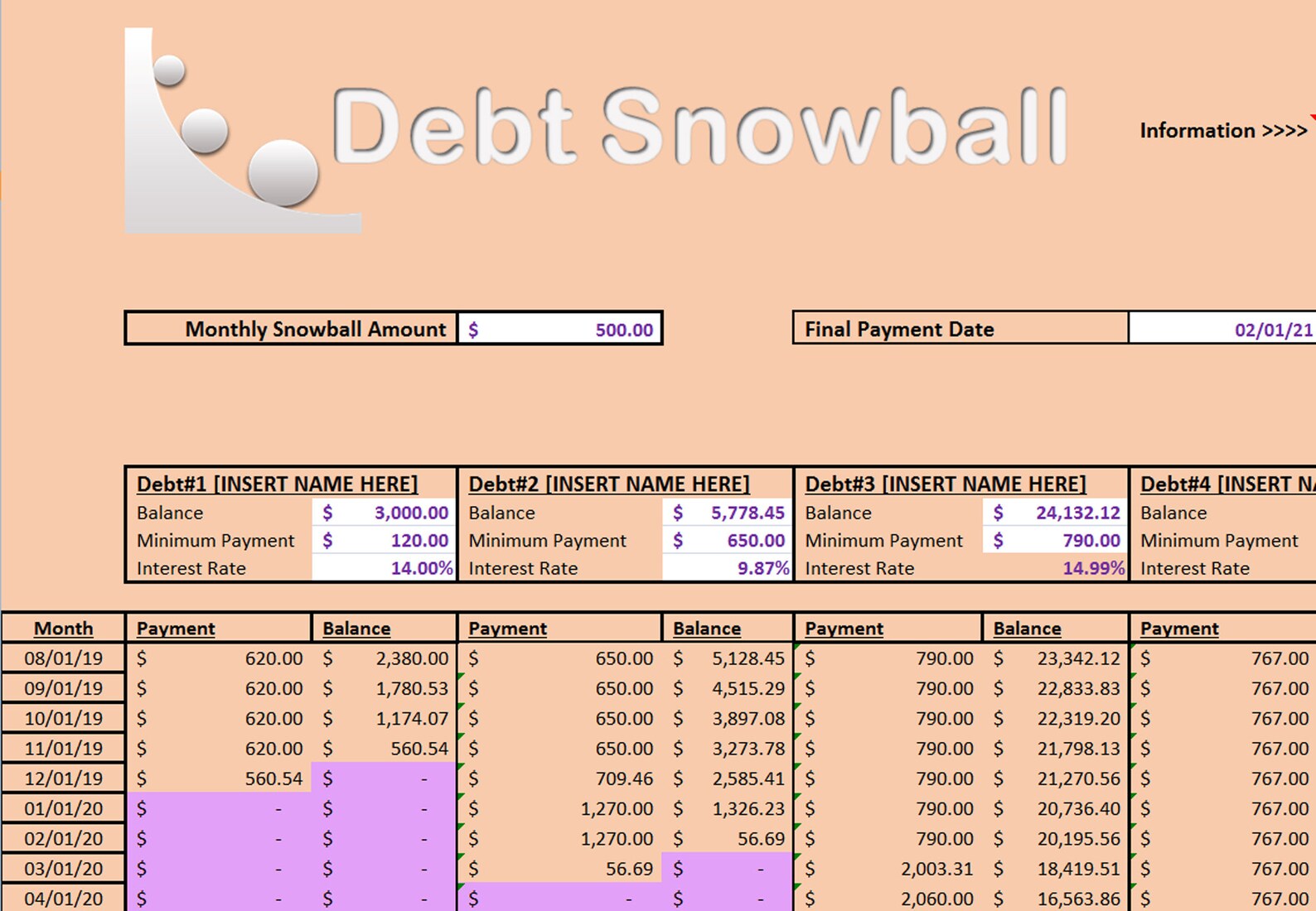 Fantastic Debt Snowball Calculator - Etsy