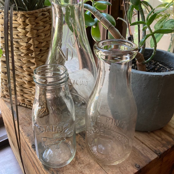 Antique Glass Milk Bottles - Etsy