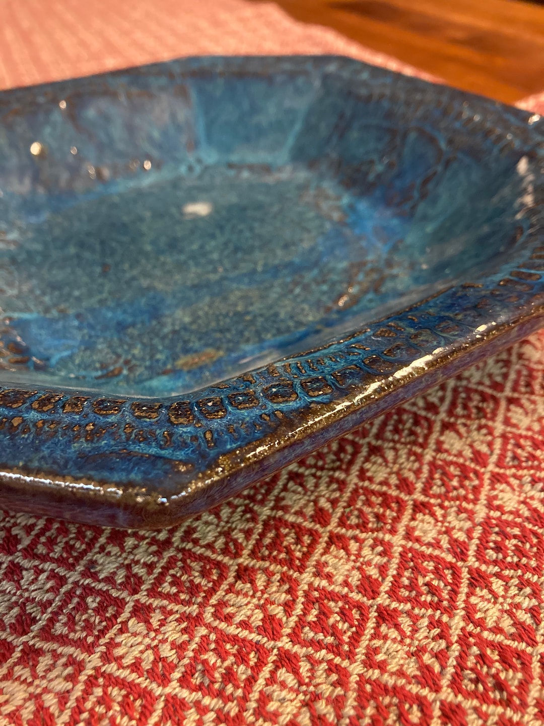 Deep Blue Octagon Ceramic Serving Dish - Etsy