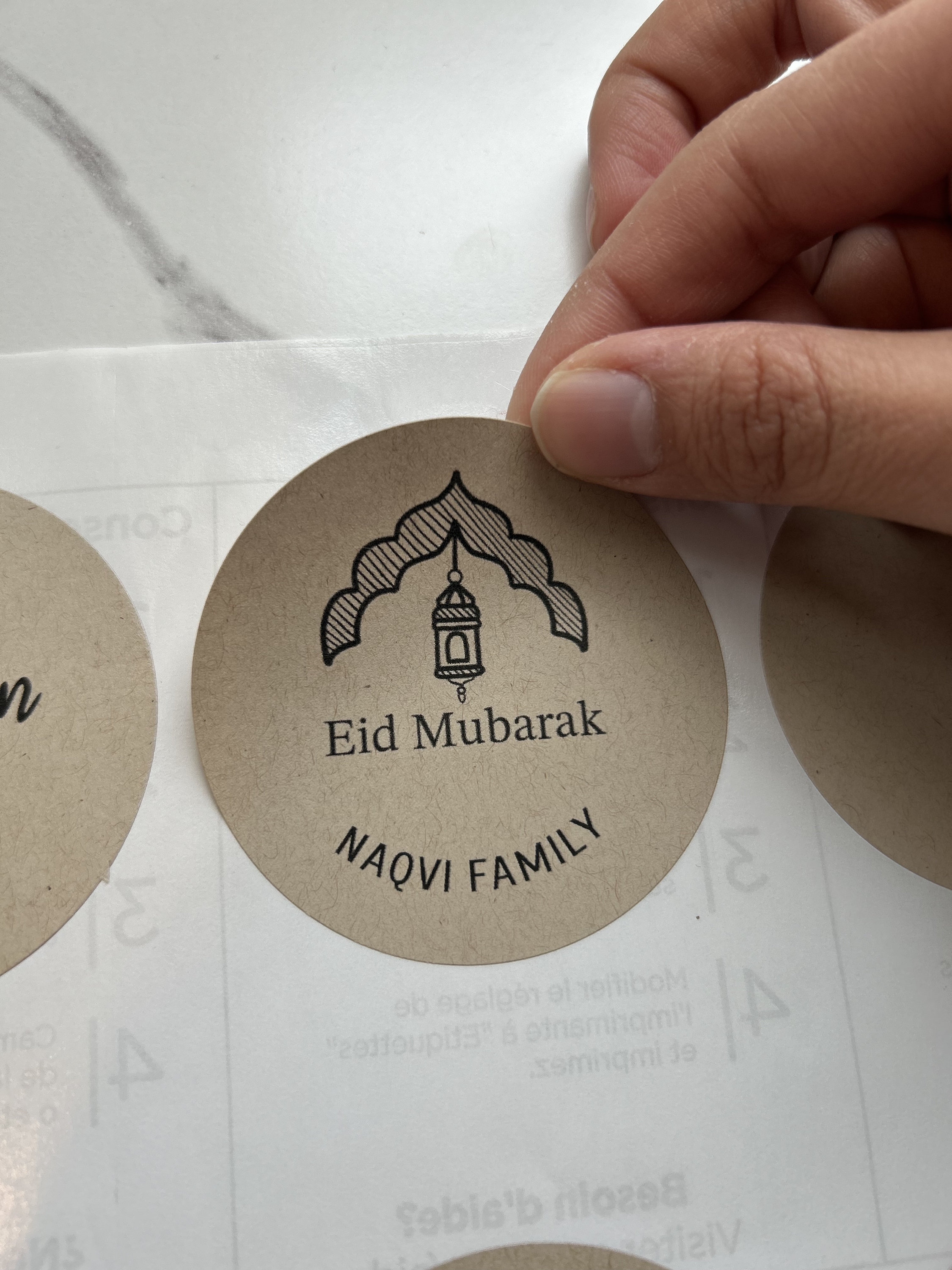 Personalized Eid Mubarak Round 2.5 Inch Kraft Label Stickers Gift 9, 18 ...