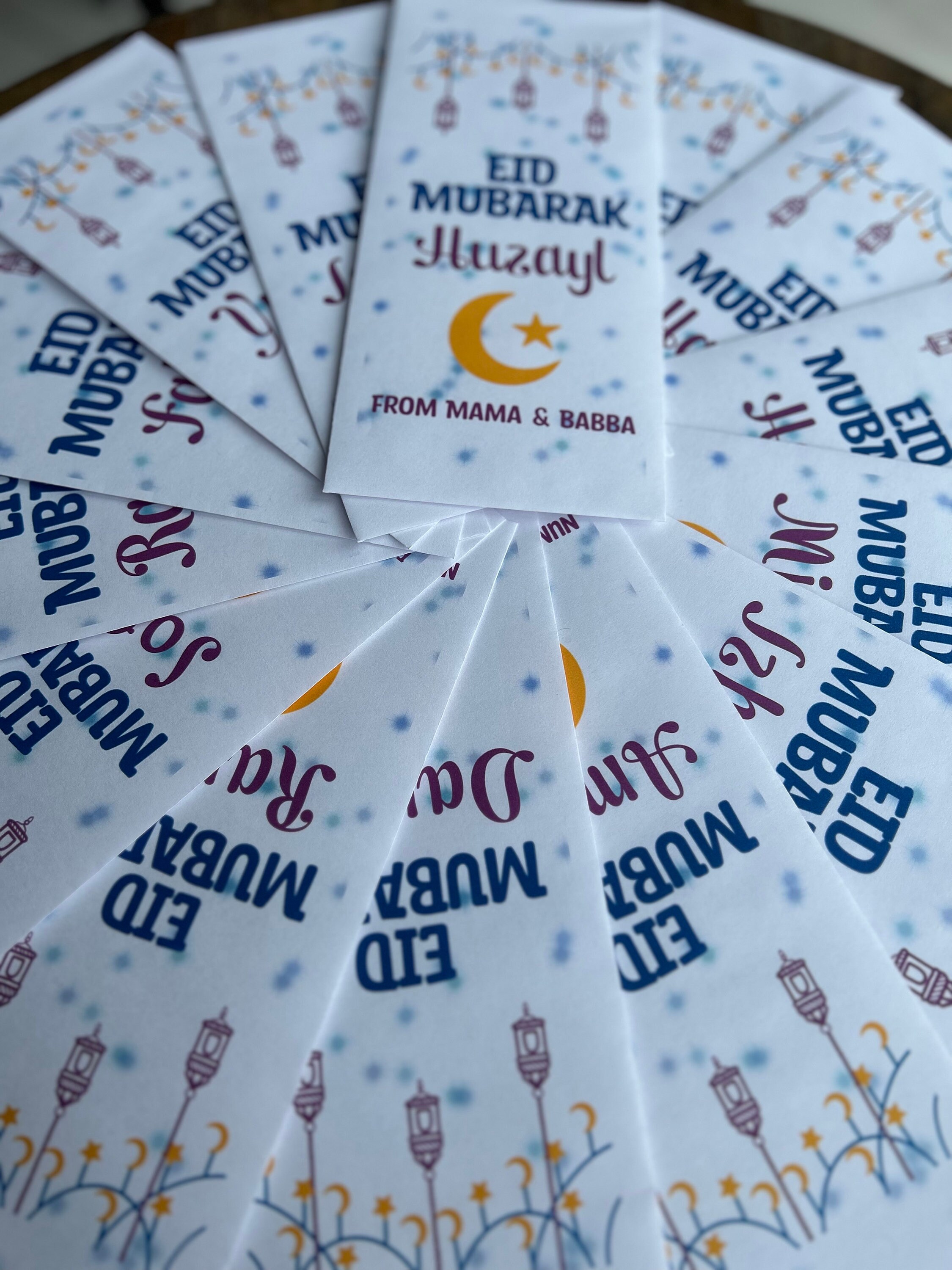 Personalized Eidi PK OF 3 Eid Mubarak Envelopes W Recipient/sender ...