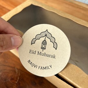Personalized Eid Mubarak Round 2.5 Inch Kraft Label Stickers Gift 9, 18 ...
