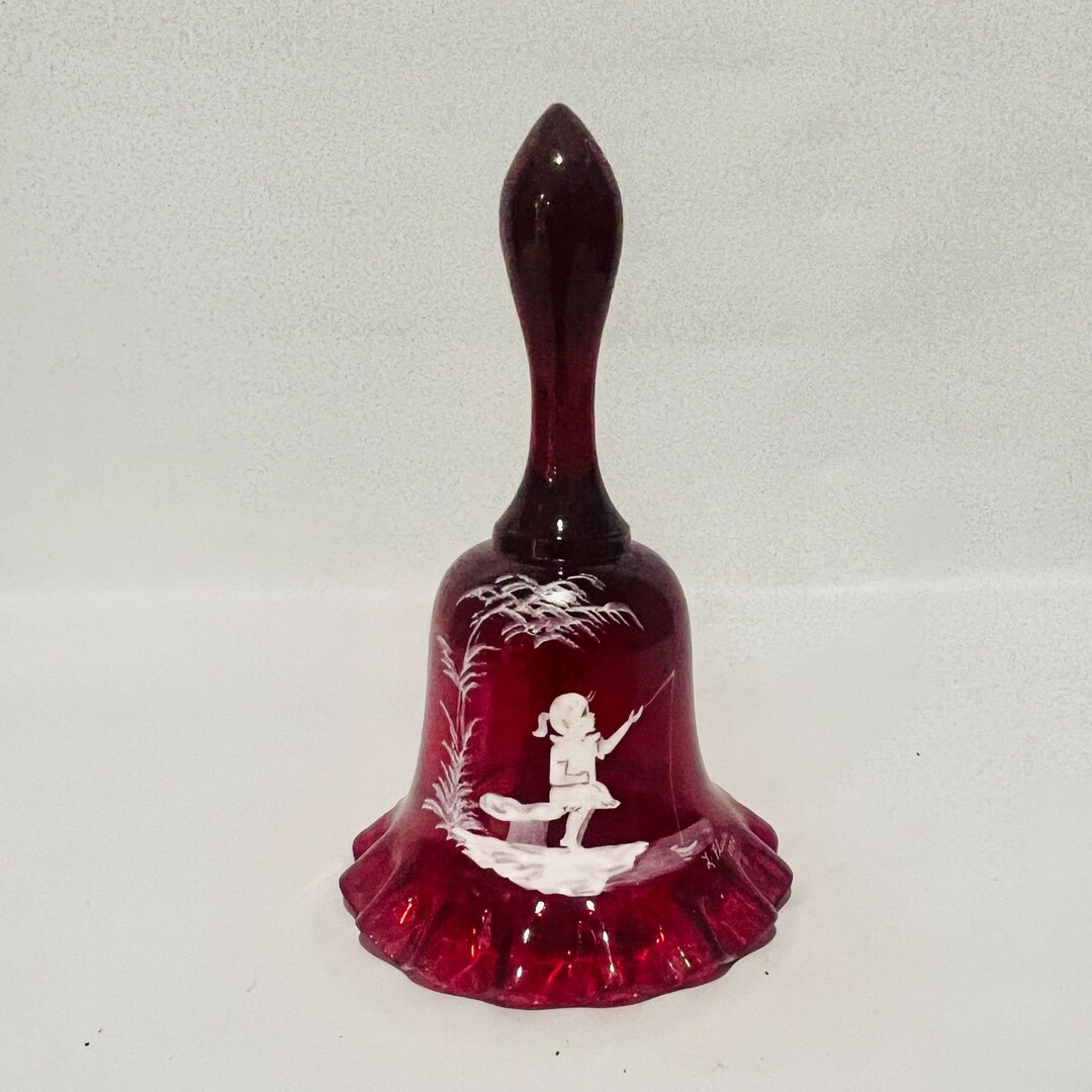 Fenton Mary Gregory Style Hand Painted Signed Ruby Red Bell - Etsy