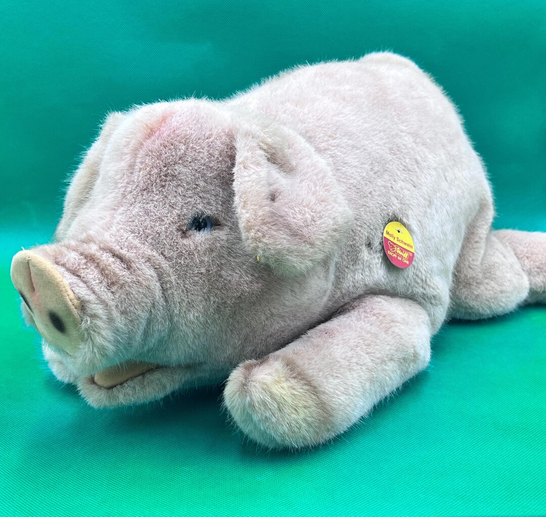 Vintage Steiff Mohair Plush Pig – Large 18" With Button & Tag - Etsy