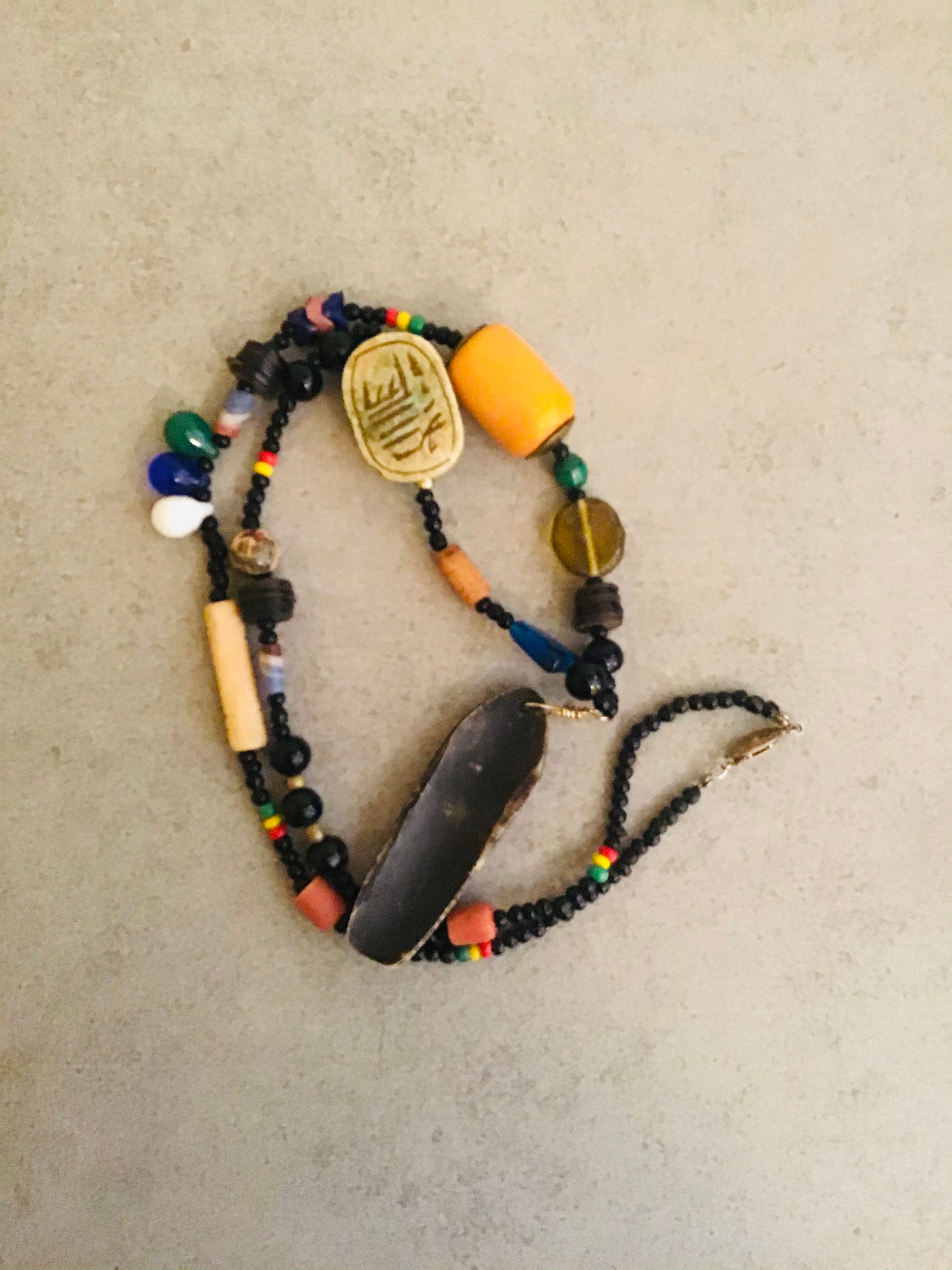 Vintage South American tiki beaded necklace | Etsy