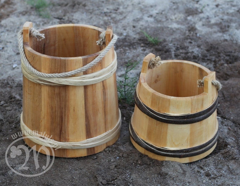 Historical Wooden Bucket With Rope Handle 10 Liters | Etsy