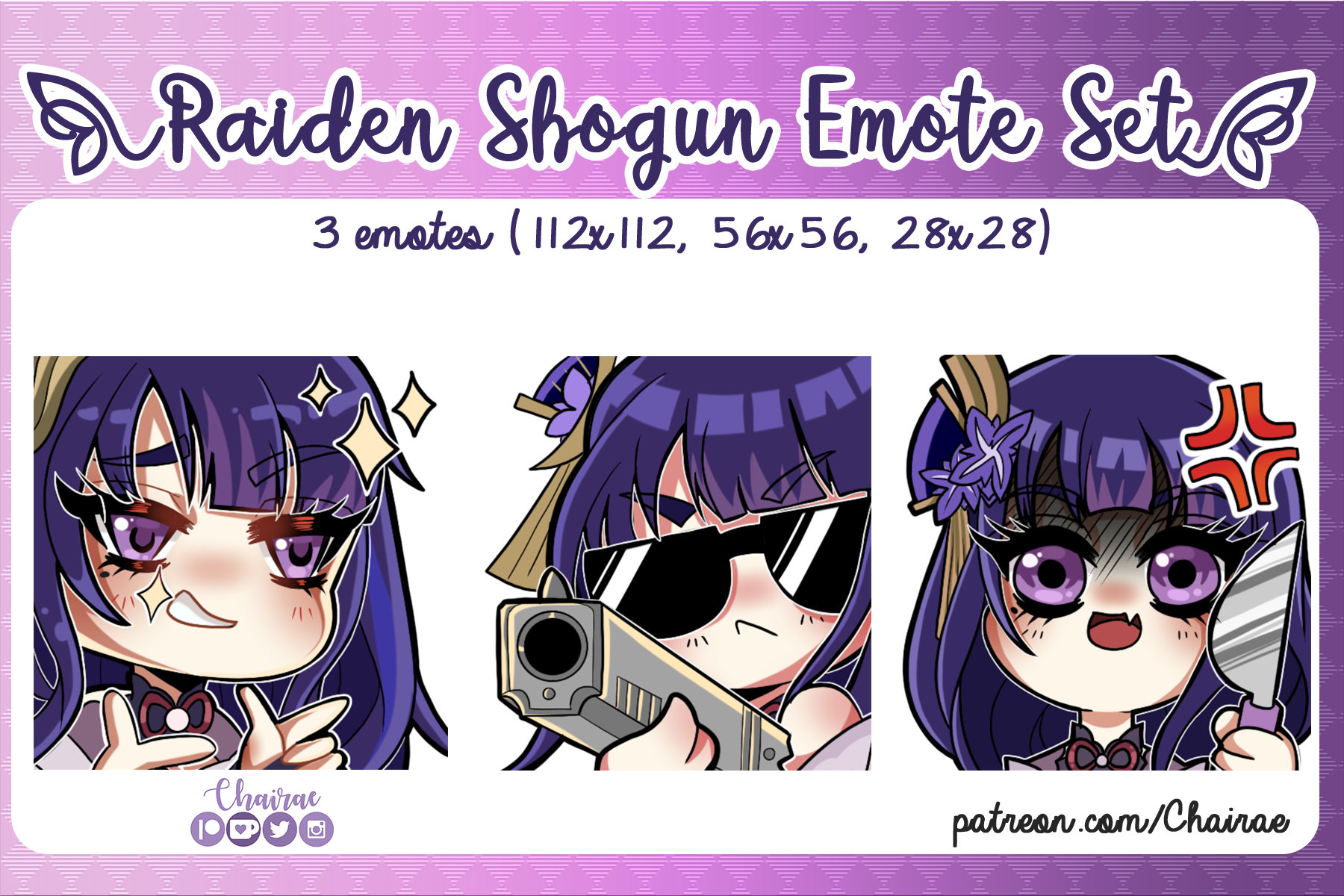 Buy Raiden Shogun Emotes | Twitch Emotes | Cute Emotes | Genshin Impact ...