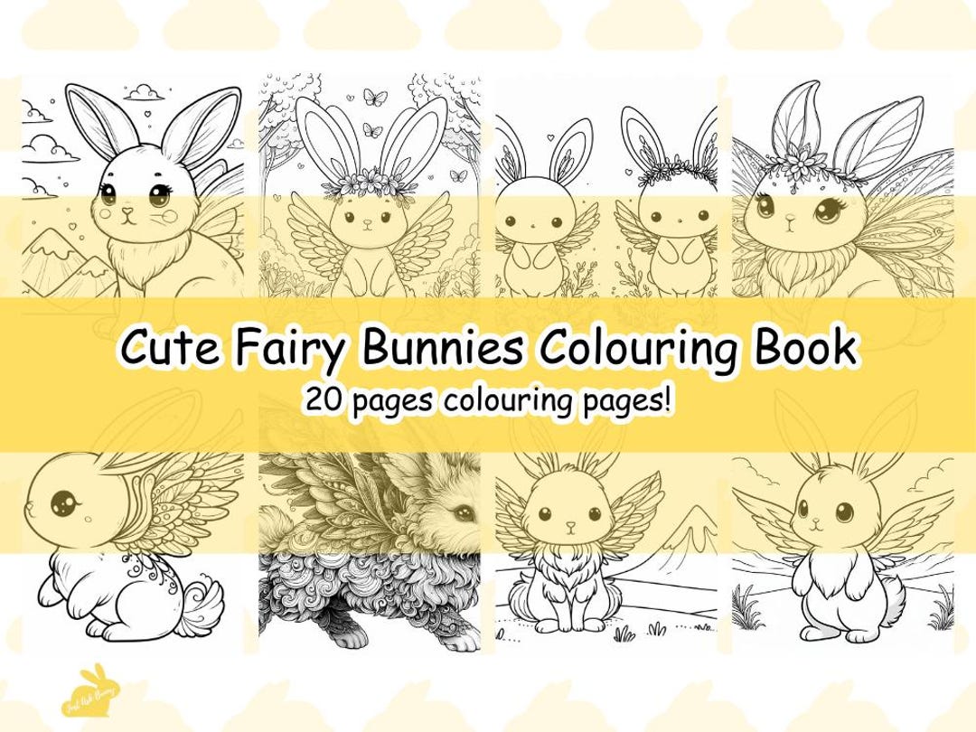 20 Pages Cute Fairy Bunnies Coloring Book for Kids Printable Digital ...