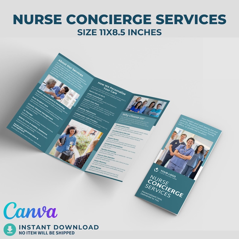 Nurse Trifold Template Homecare Services Editable RN Brochure for ...