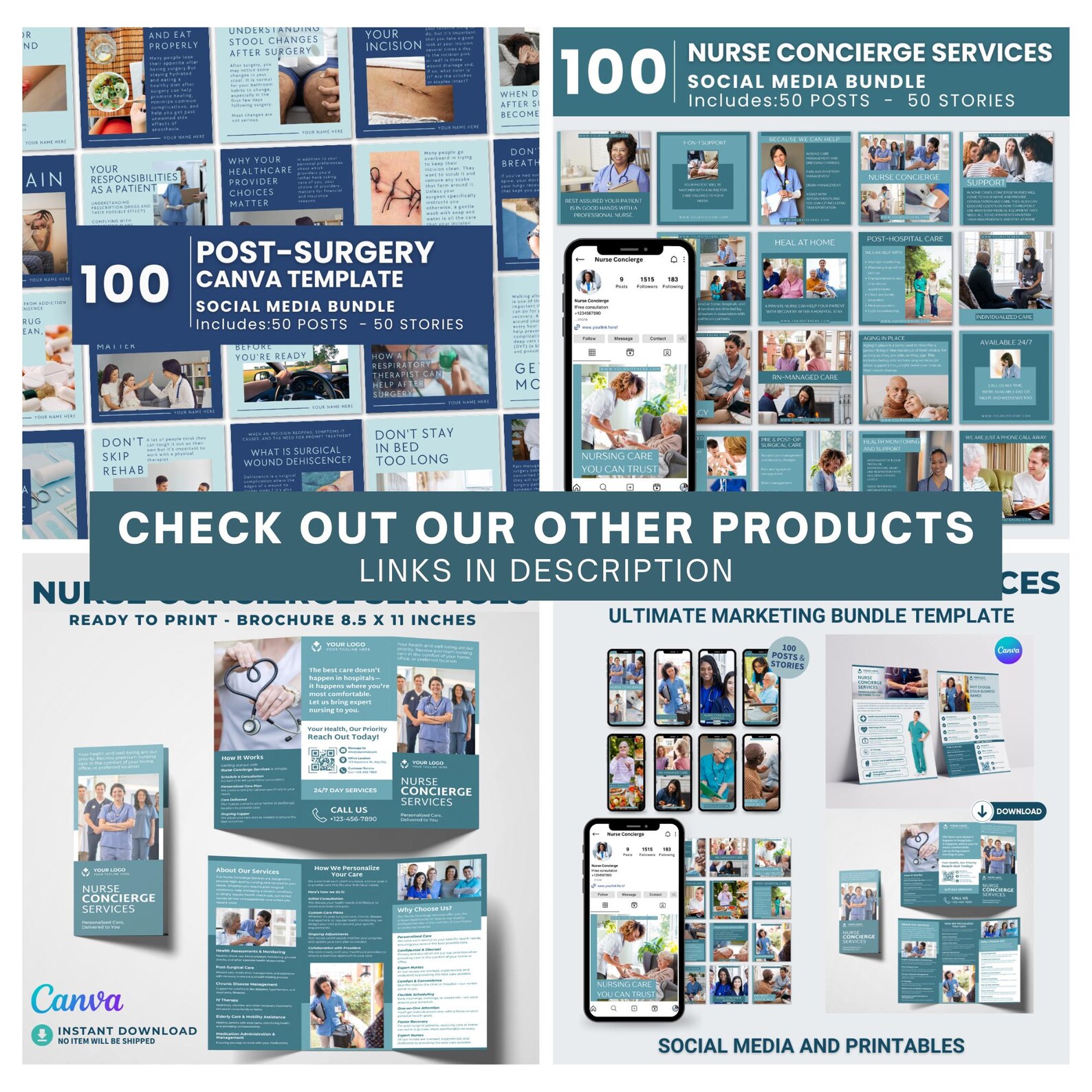 Nurse Concierge Flyer Template for Homecare Services Editable Leaflet ...