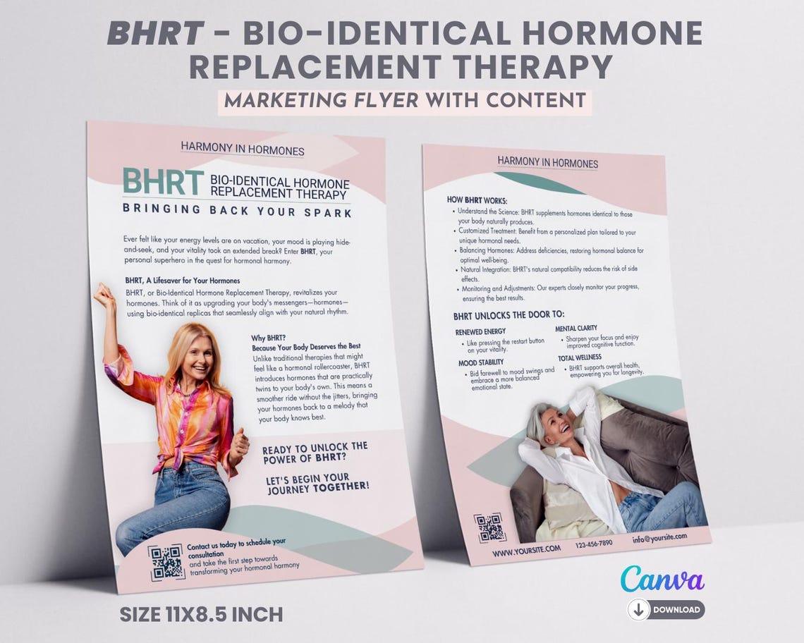 Bio-identical Hormone Replacement Therapy Brochure BHRT Flyer Template ...