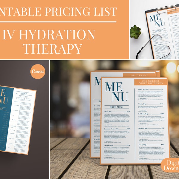 Iv Therapy Menu Template - Etsy