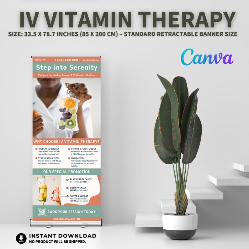 IV Therapy Banner Template Standing Banner Wellness Service Retractable ...