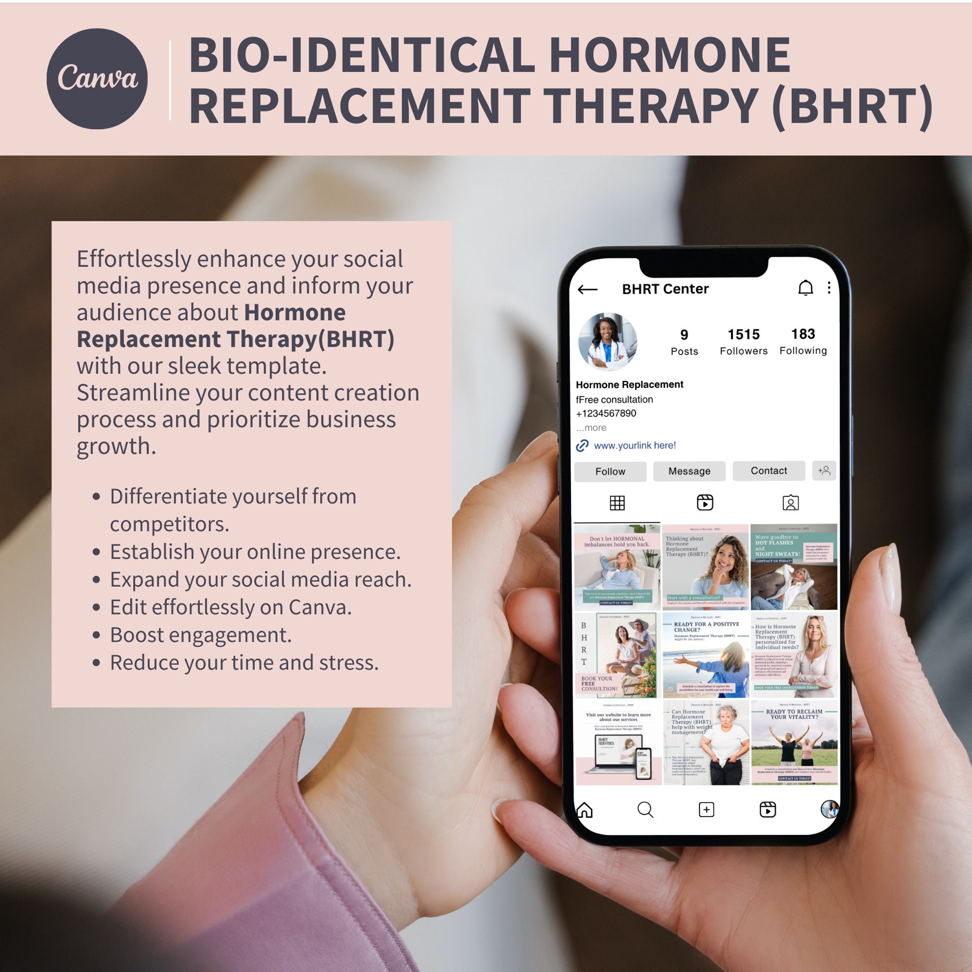 Bio-identical Hormone Replacement Therapy BHRT Social Media Canva ...