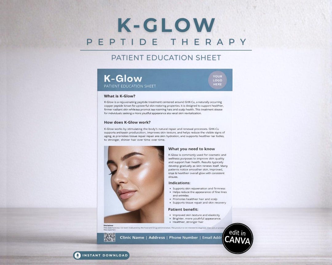 K-glow Patient Education Sheet Peptide Therapy Handout Wellness Centers ...