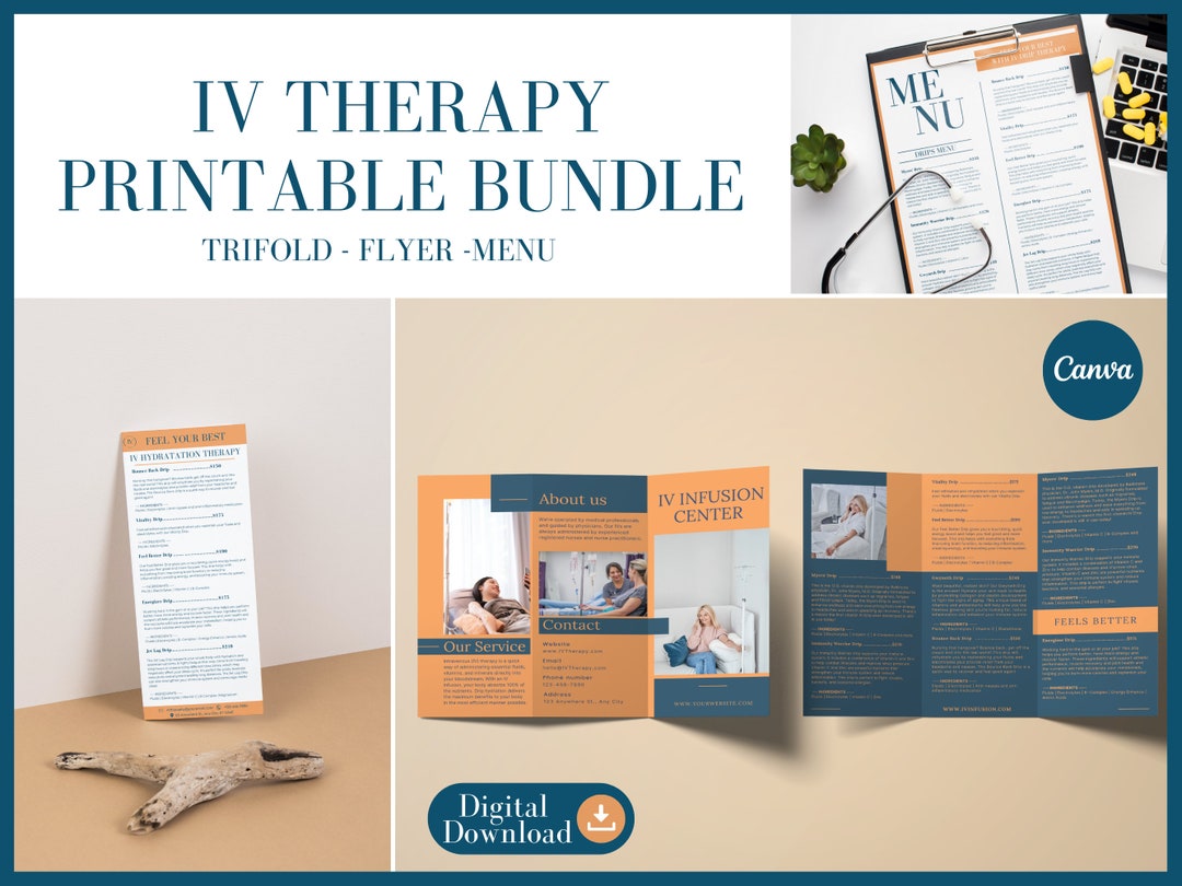 IV Printable Marketing Bundle Drip Menu Trifold Flyer Marketing Drip ...