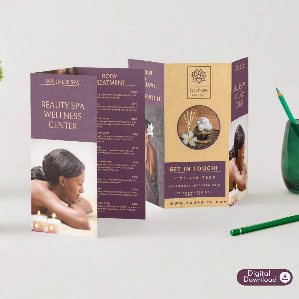 Editable Massage and Facial Services Brochure Template Spa Pamphlet ...
