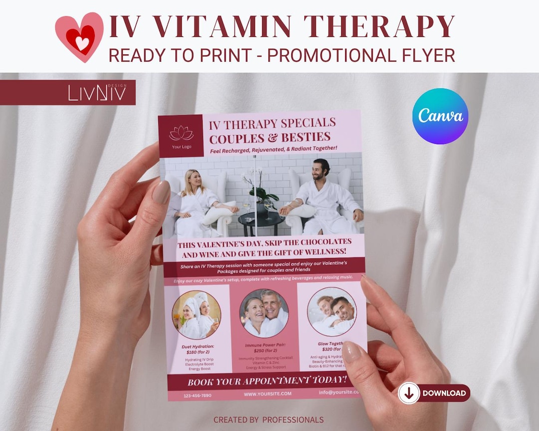 Valentine’s Day IV Infusion Therapy Flyer Template Editable Canva IV ...