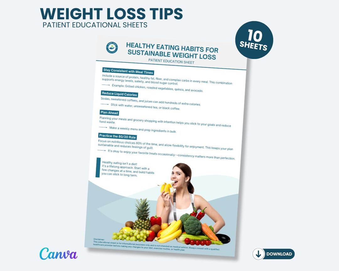 Weight Loss Tips Educational Sheet Template Patient Handouts ...