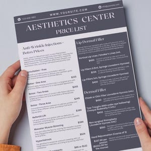 Botox Price List Flyer Template Filler Menu Canva Editable Medspa ...