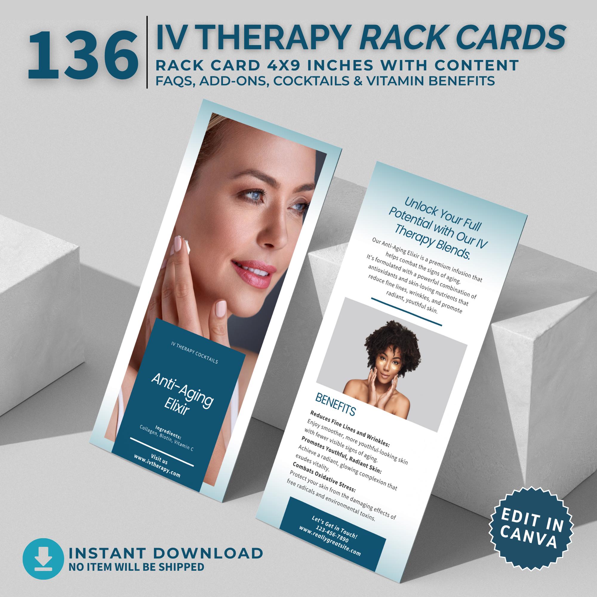 IV Vitamin Rack Card Vitamin Flash Card IV Cocktail Drip Medspas ...